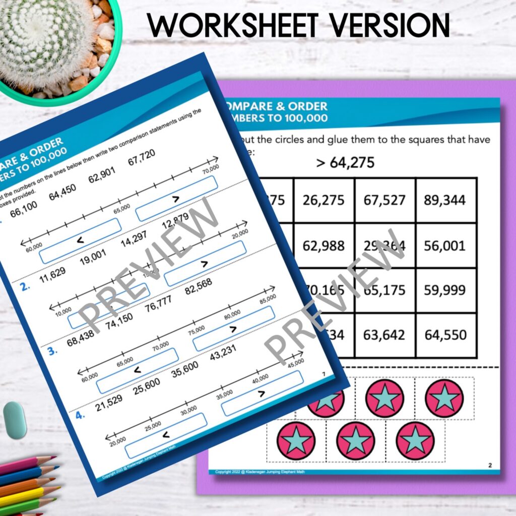 Comparing and Ordering Numbers to 100,000 Google Slides and Worksheets ...