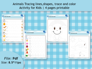 Kids Tracing Line & Shape Practice | Trace and color activity for Kids ...