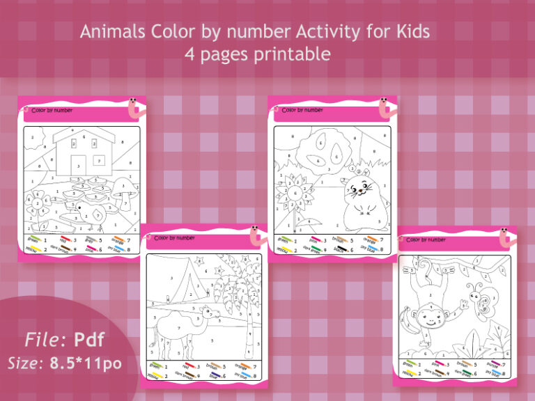 Animals Color by number Activity for Kids | Made By Teachers