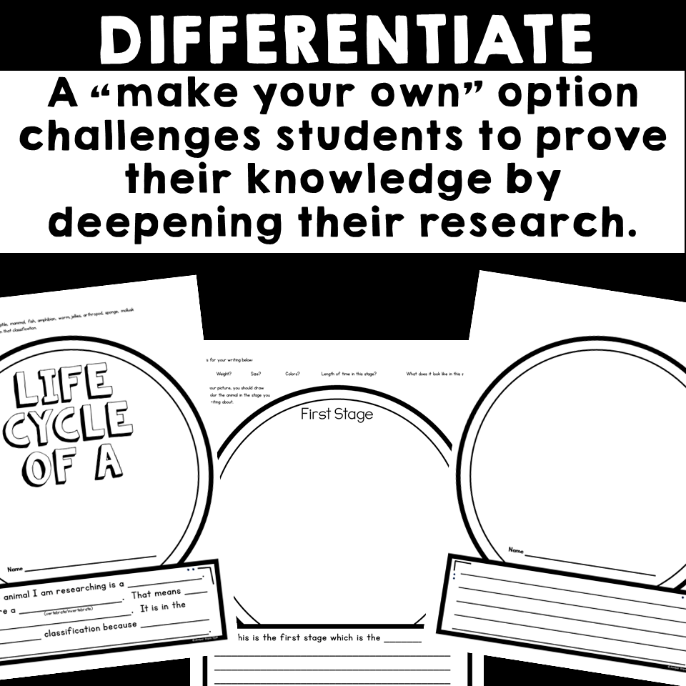 Animal Life Cycle Research Science Craft | Life Cycle of any animal ...