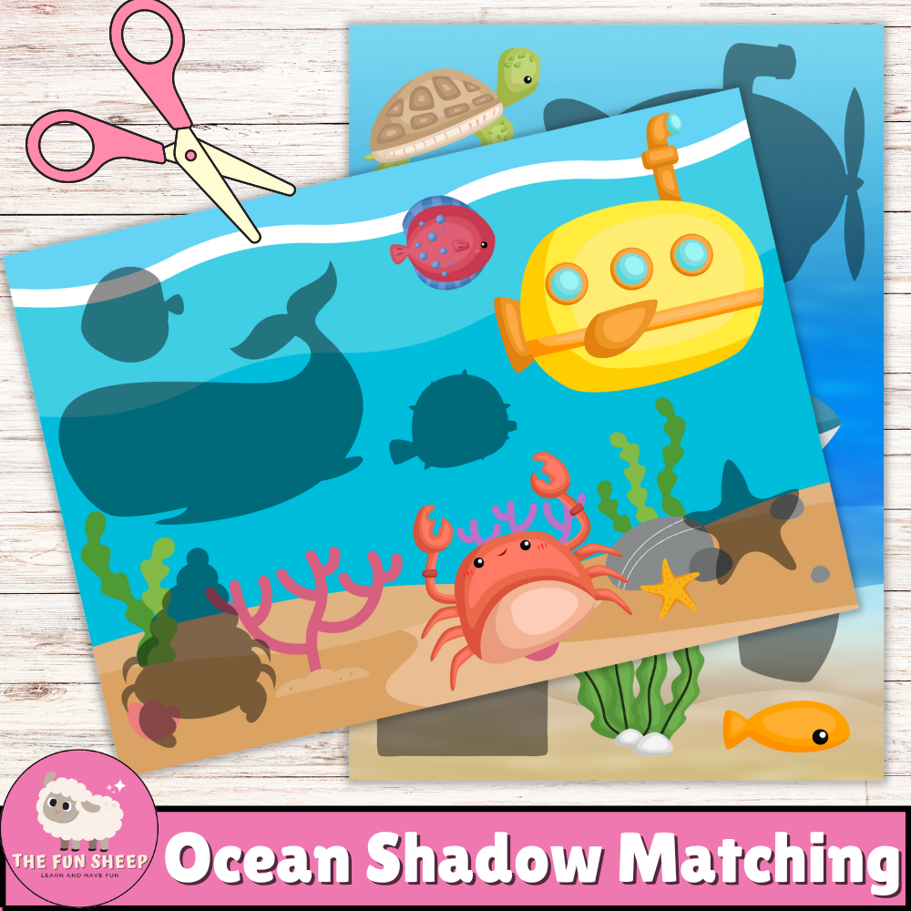 Ocean Shadow Matching | Under the Sea cut and paste activity - Summer ...