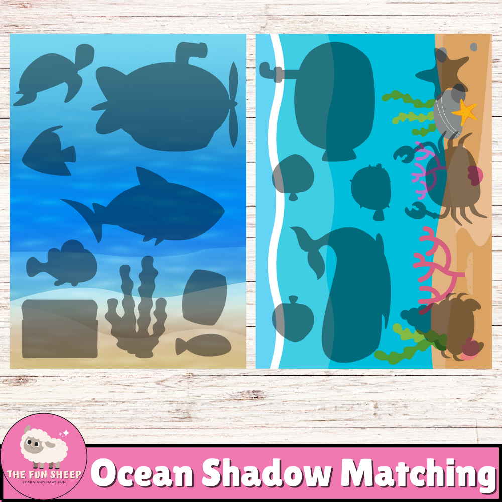 Ocean Shadow Matching | Under the Sea cut and paste activity - Summer ...