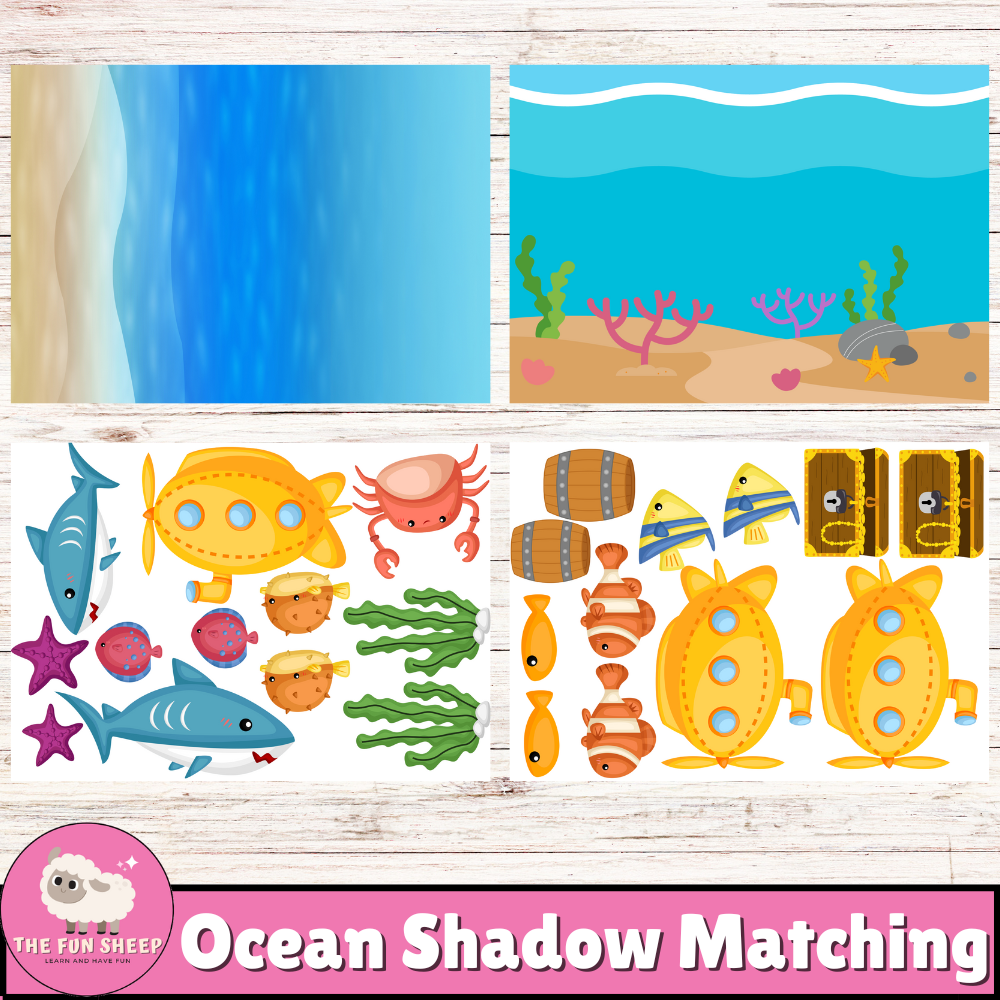 Ocean Shadow Matching | Under the Sea cut and paste activity - Summer ...