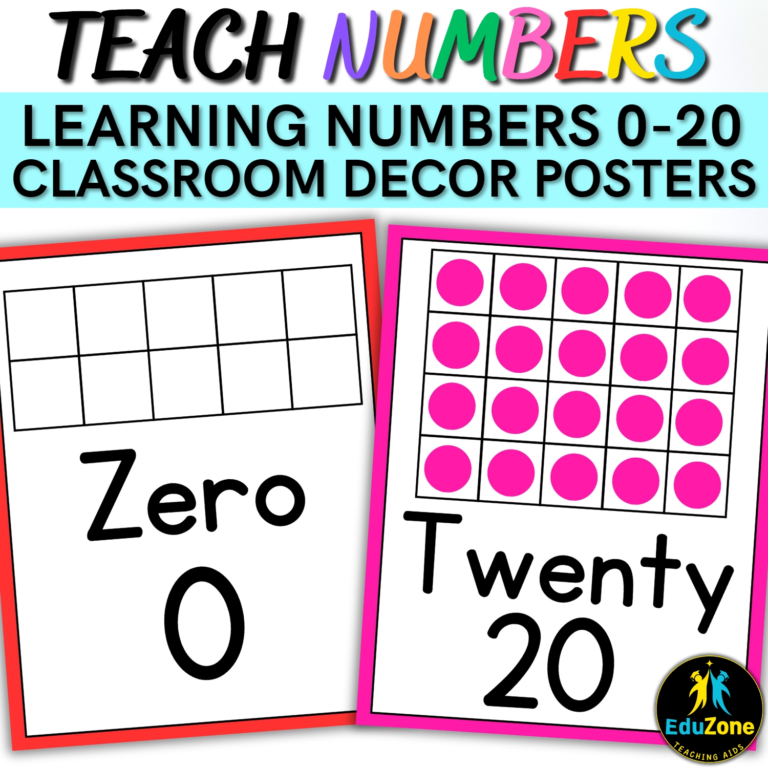 Colorful Ten Frame Number Posters for 0-20 Counting Practice - Numbers ...