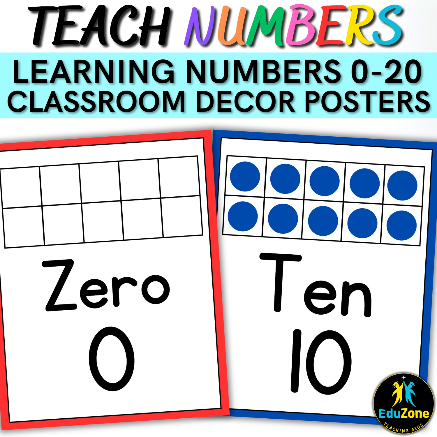 Colorful Ten Frame Number Posters for 0-10 Counting Practice - Numbers ...