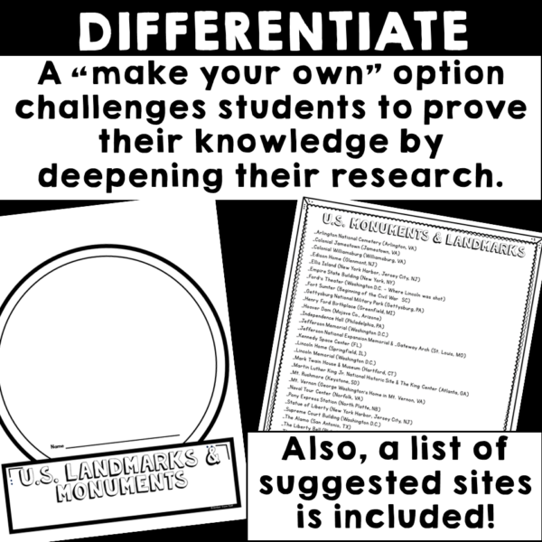 US Monuments & Landmarks Research Social Studies Craft Project | Made ...