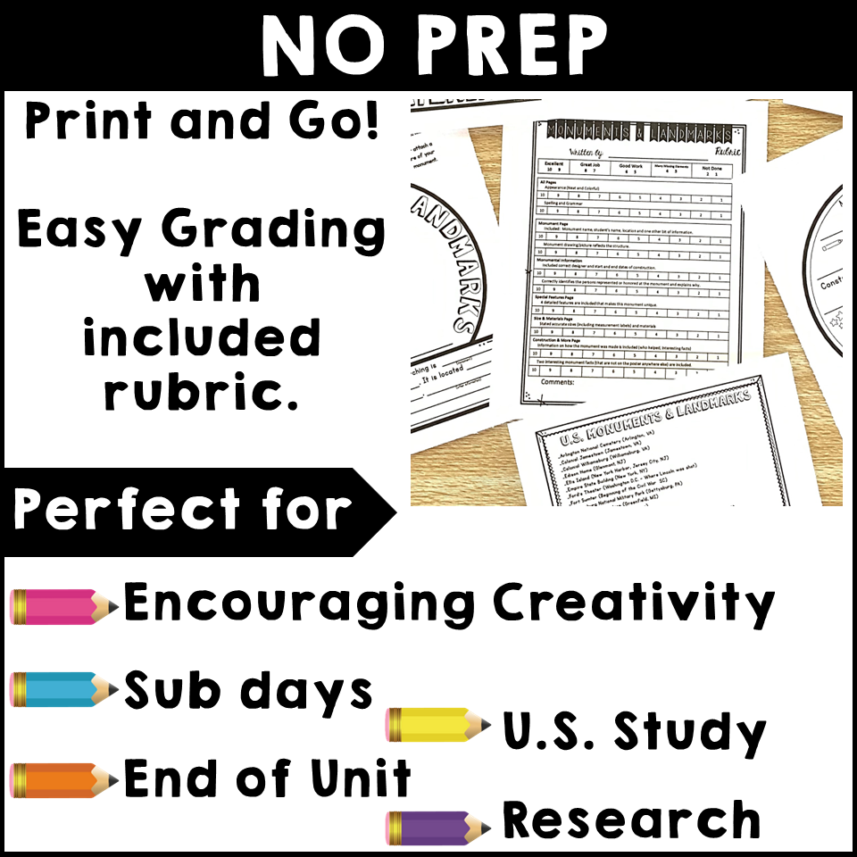 US Monuments & Landmarks Research Social Studies Craft Project | Made ...