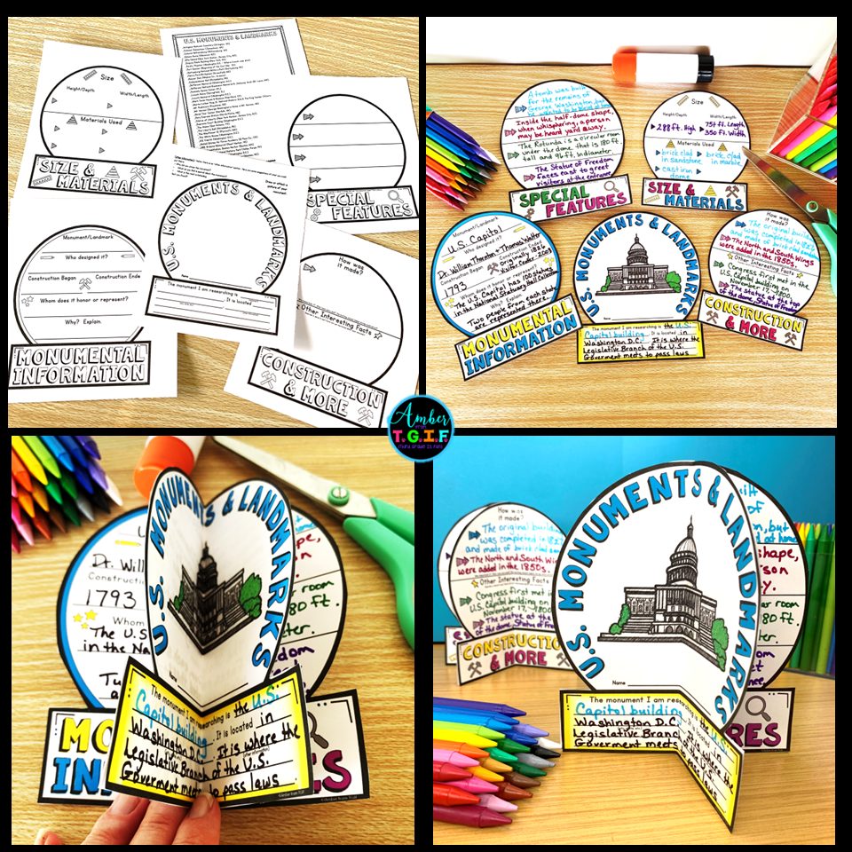 US Monuments & Landmarks Research Social Studies Craft Project | Made ...
