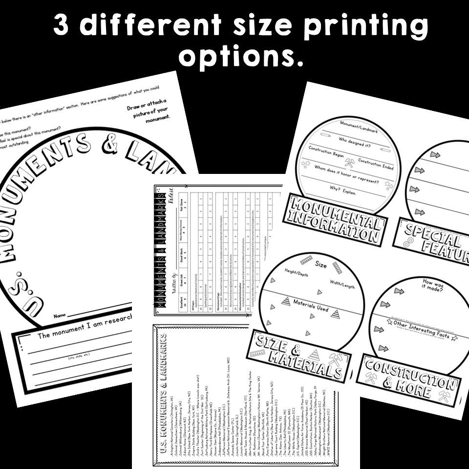 US Monuments & Landmarks Research Social Studies Craft Project | Made ...