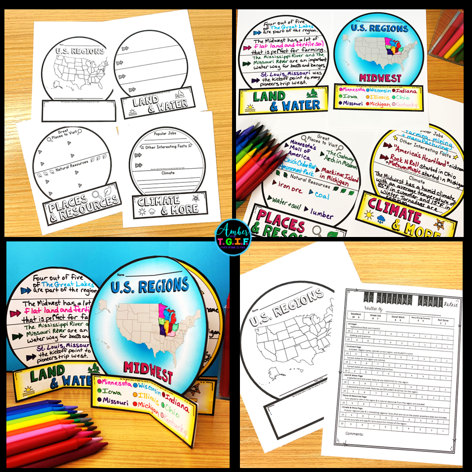 US Regions Research Social Studies Craft Project | Made By Teachers