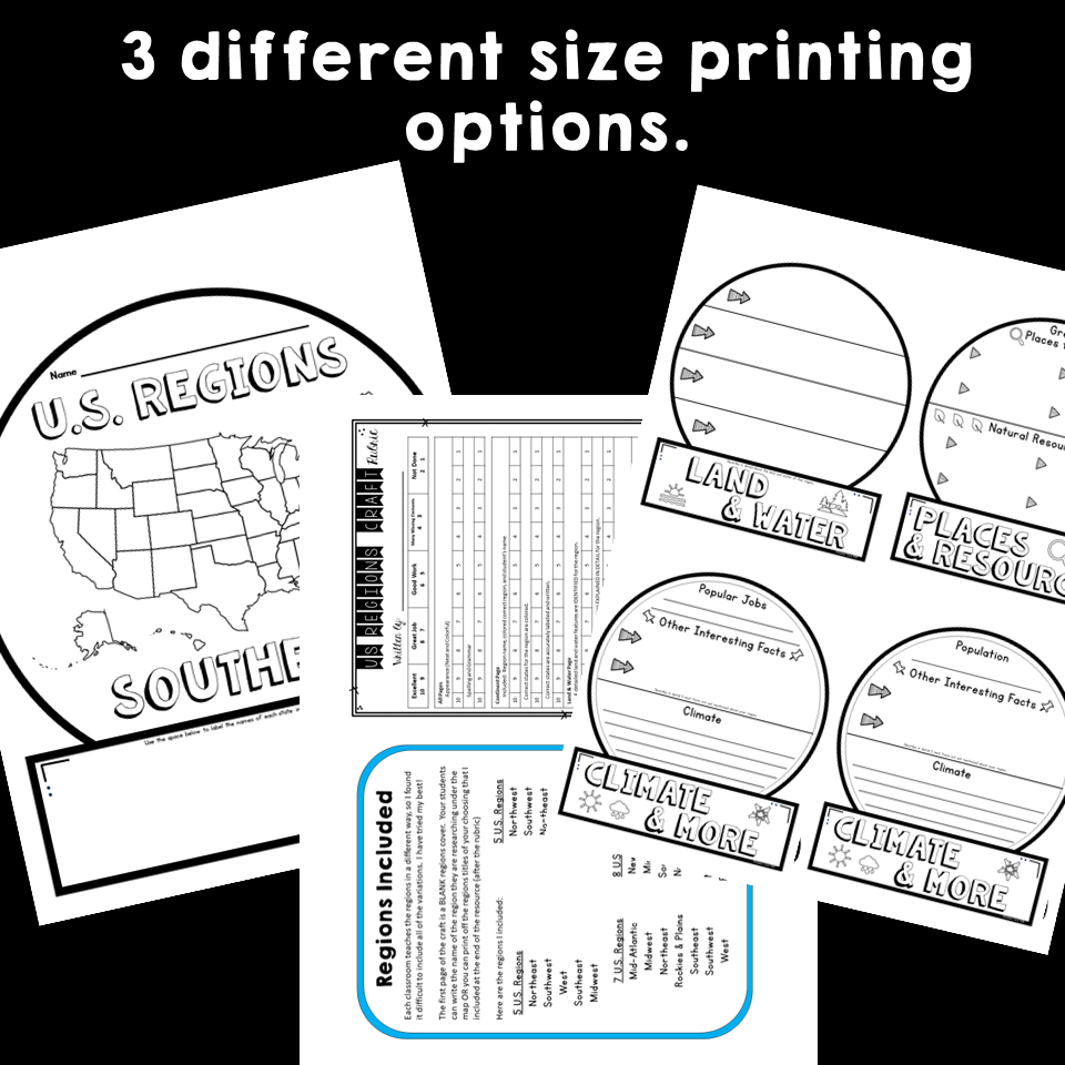 US Regions Research Social Studies Craft Project | Made By Teachers