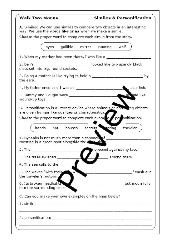 Sharon Creech "Walk Two Moons" worksheets | Made By Teachers