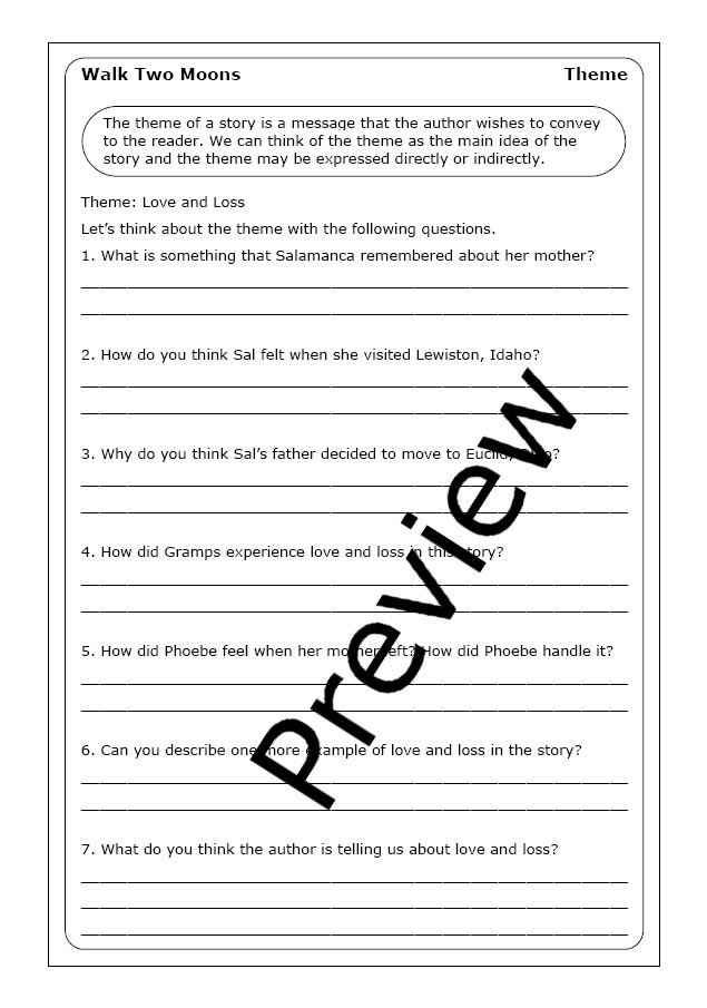 Sharon Creech "Walk Two Moons" worksheets | Made By Teachers