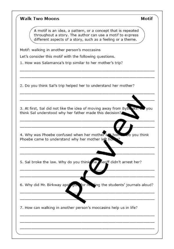 Sharon Creech "Walk Two Moons" worksheets | Made By Teachers