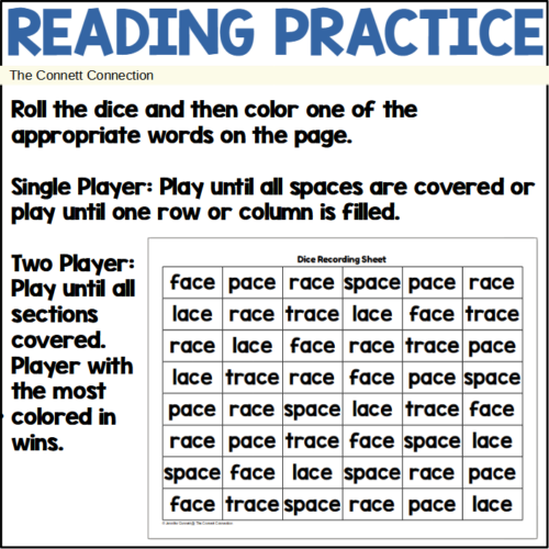 ACE Word Dice Games - A CVCe Phonics Activity | Made By Teachers