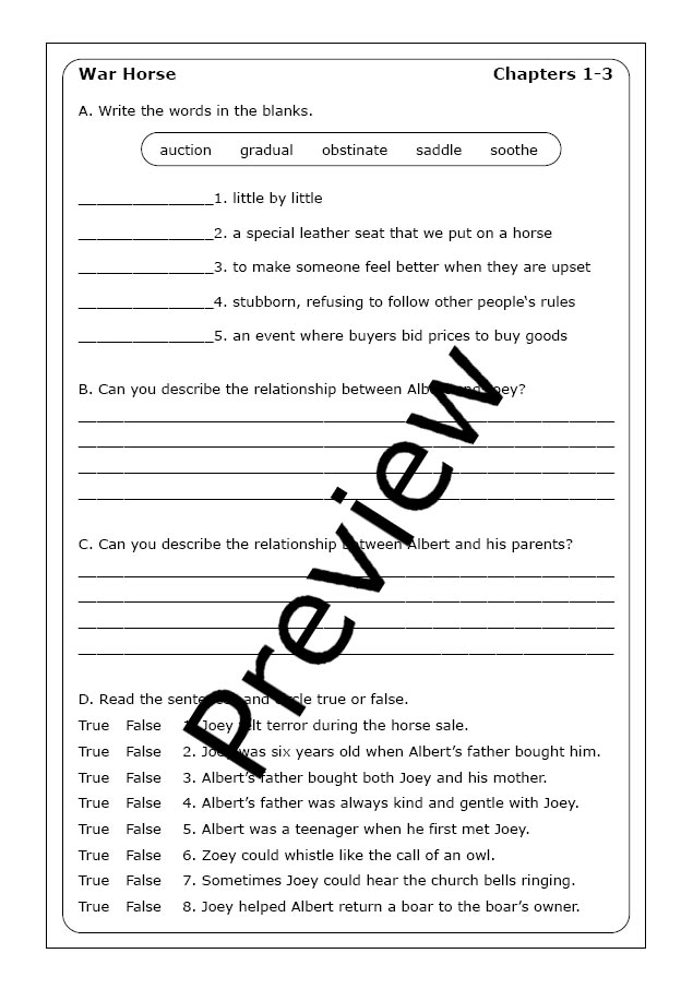 Michael Morpurgo "War Horse" worksheets | Made By Teachers