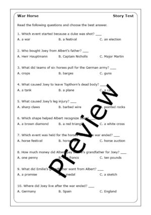 Michael Morpurgo "War Horse" worksheets | Made By Teachers