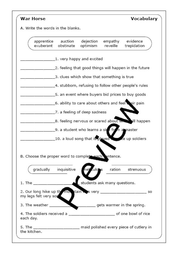 Michael Morpurgo "War Horse" worksheets | Made By Teachers
