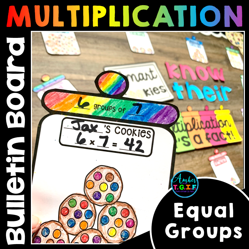 Multiplication Practice Math Craft Bulletin Board | Equal Groups ...