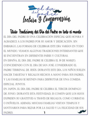 el Día del Padre Pasaje- Fathers Day Reading and Comprehension Passage ...