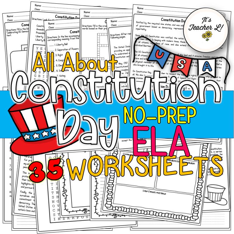 Constitution Day No-Prep ELA Worksheets | Made By Teachers