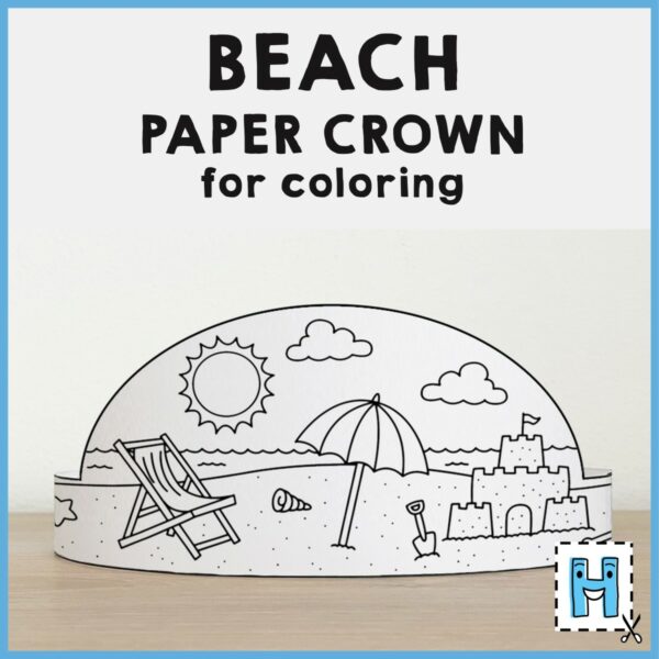 Beach Summer Paper Crowns Headband Printable Coloring Spring Craft ...