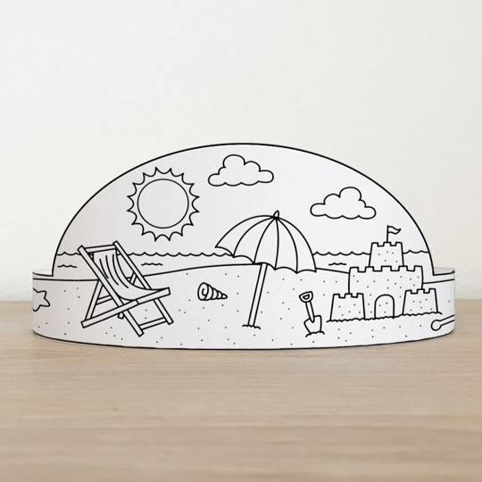 Beach Summer Paper Crown Headband Printable Coloring Spring Craft ...