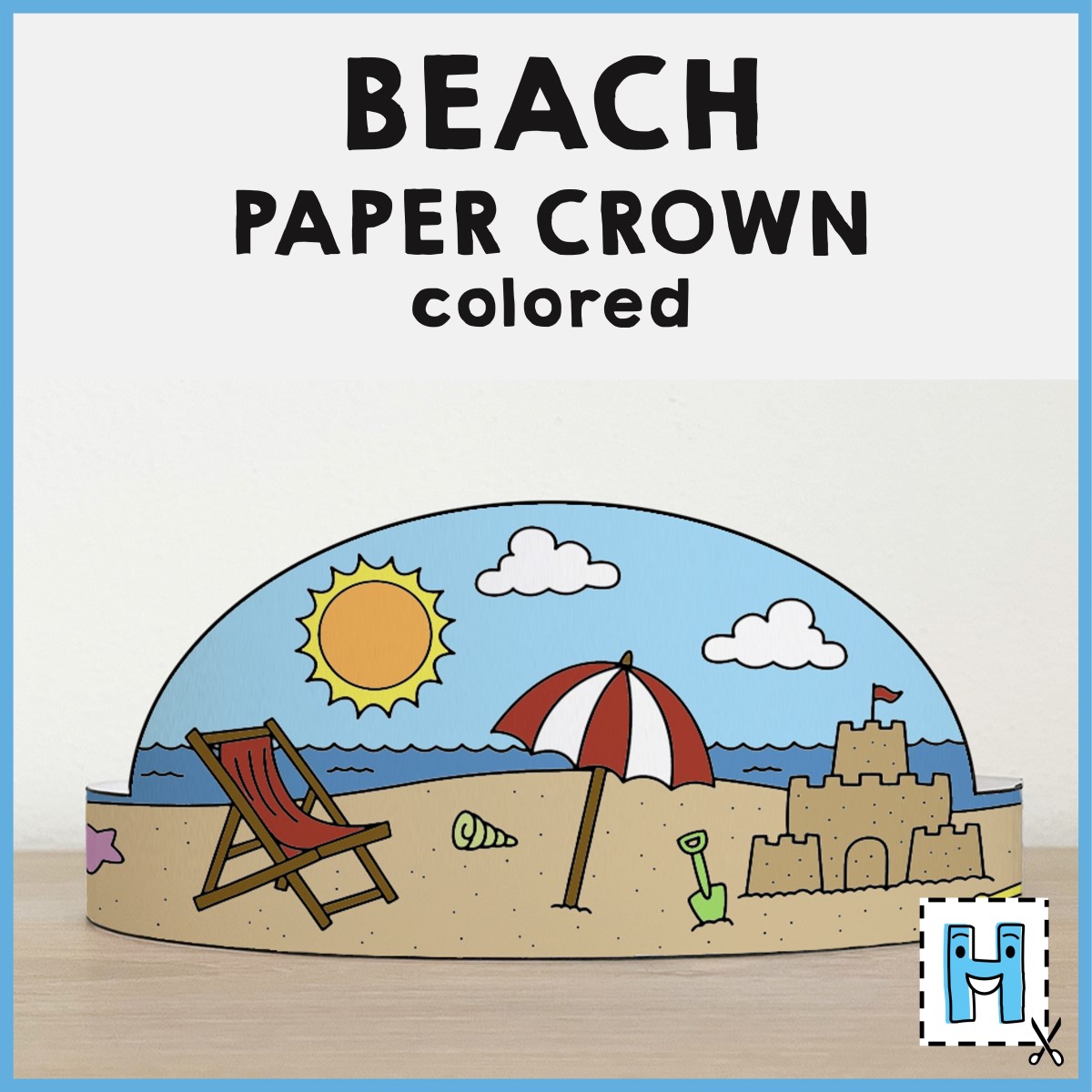 Beach Summer Paper Crown Headband Printable Costume Spring Craft ...