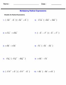 Radicals Worksheets - Multiplying Radical Expressions Worksheets | Made ...