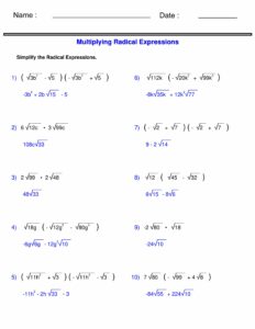 Radicals Worksheets - Multiplying Radical Expressions Worksheets | Made ...