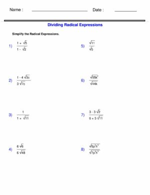 Radicals Worksheets - Dividing Radical Expressions Worksheets | Made By ...