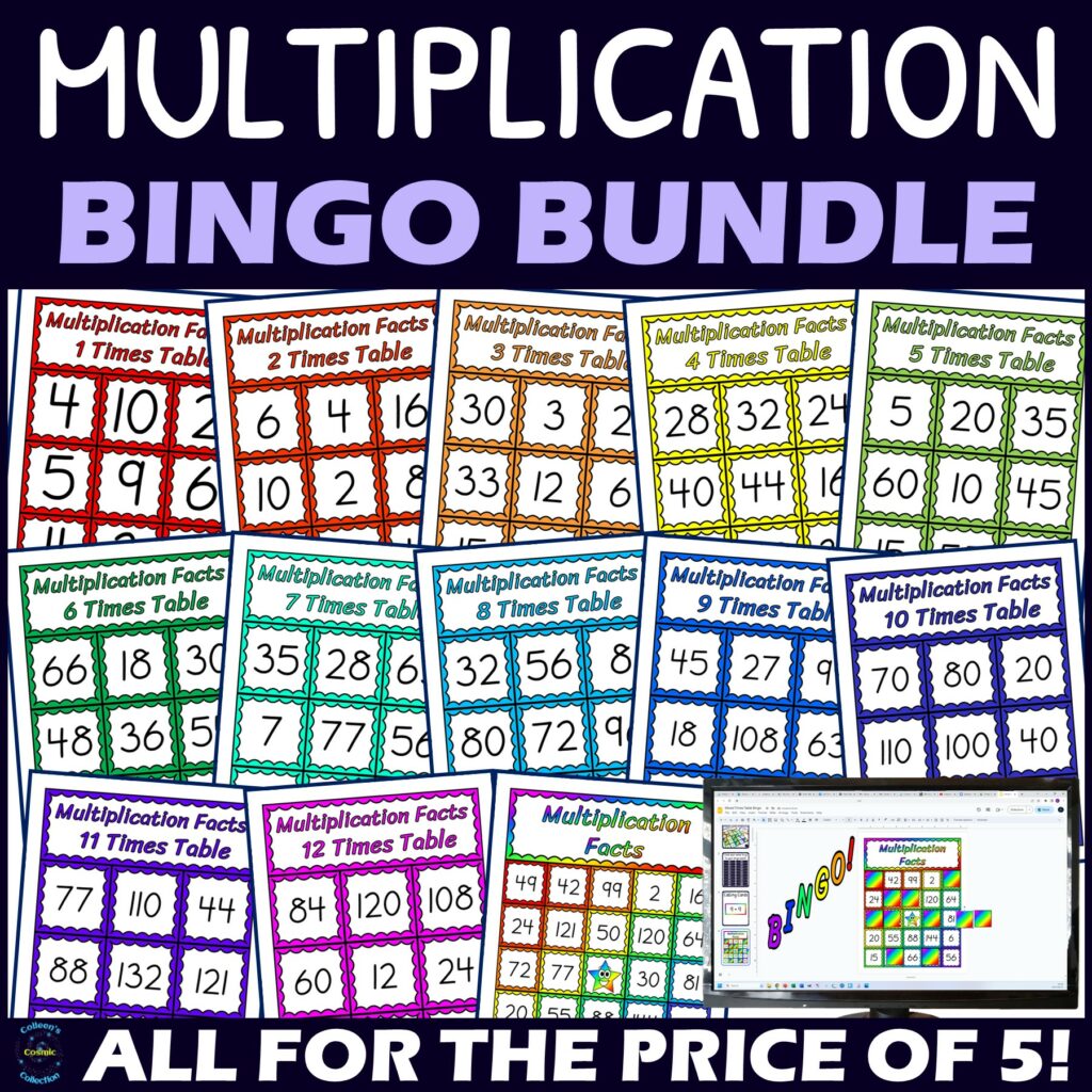 Times Tables Activity BUNDLE - Multiplication Facts Bingo Games - Made ...