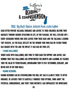 Fathers Day Reading & comprehension | Father's Day Reading Passages ...