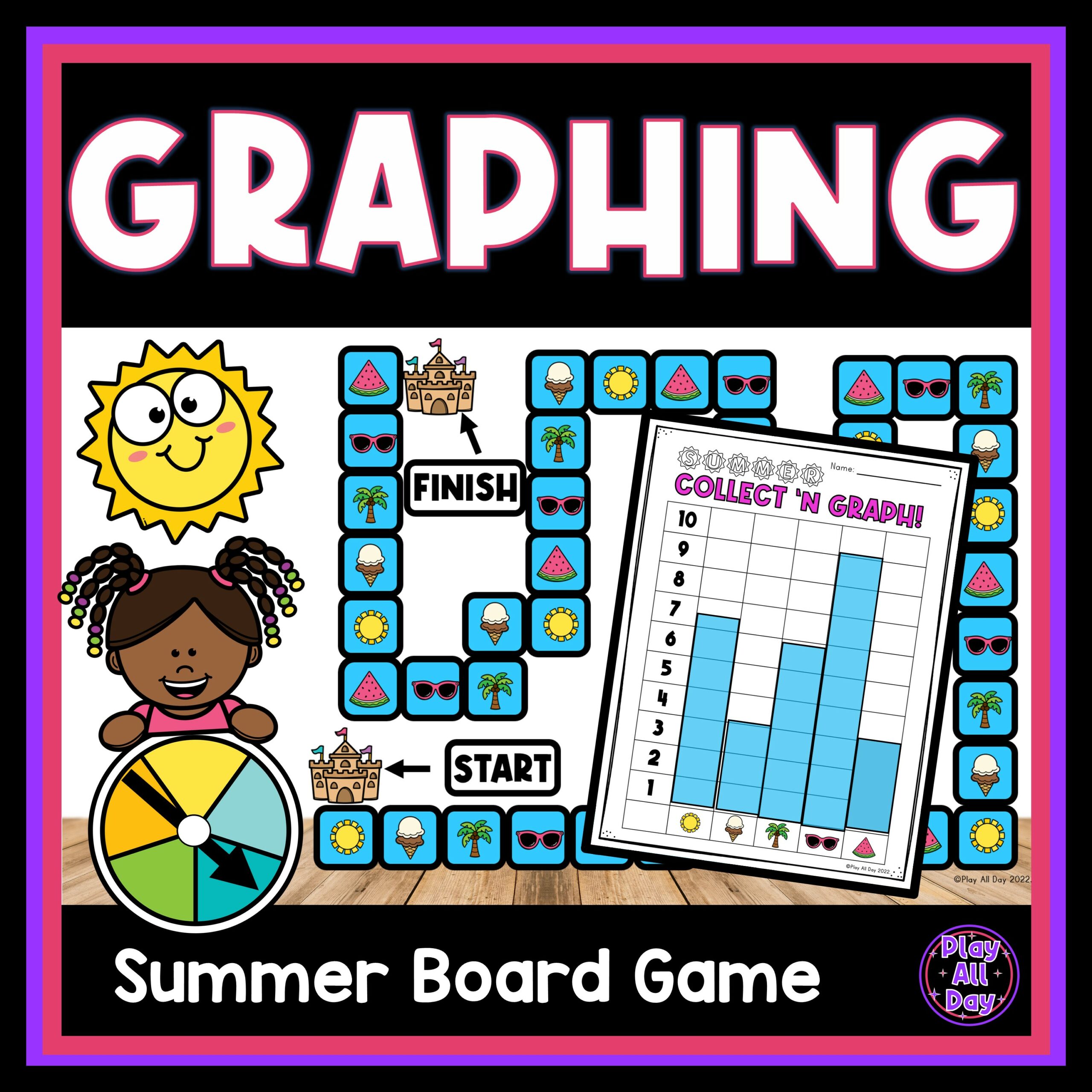 Summer Graphing Board Game | Sorting and Bar Graphs | Made By Teachers
