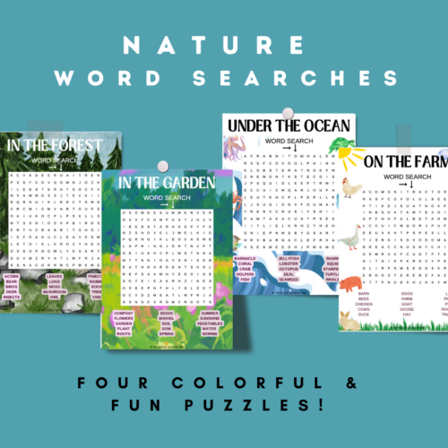 Nature Word Search Bundle, Homeschool, Elementary, Forest, Farm, Ocean ...