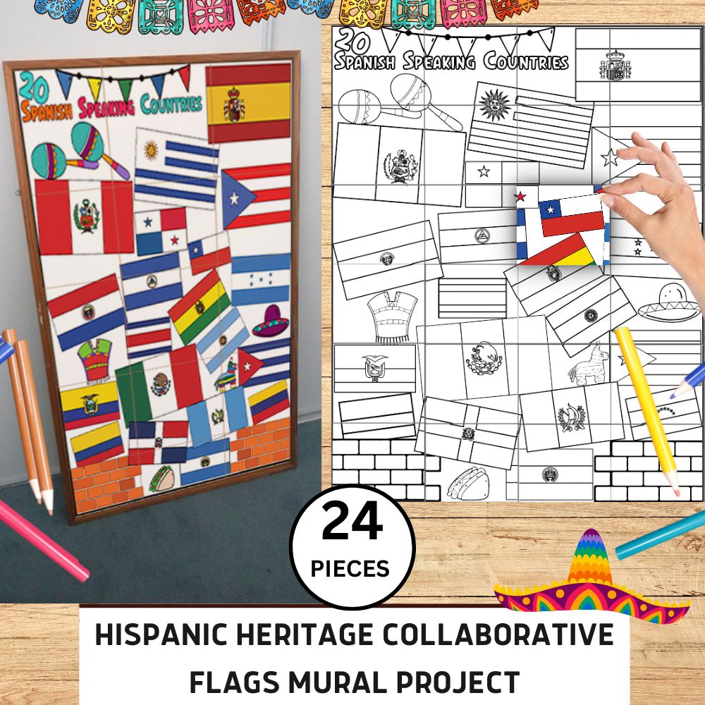Hispanic Heritage Collaborative Flags Mural Project | Made By Teachers