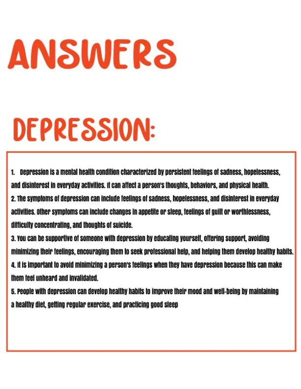 Mental Health Awareness Reading Comprehension Passages Activities ADHD ...