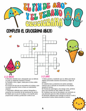 El Verano Crucigrama|Summer Crossword Puzzle Spanish El Verano búsqueda ...