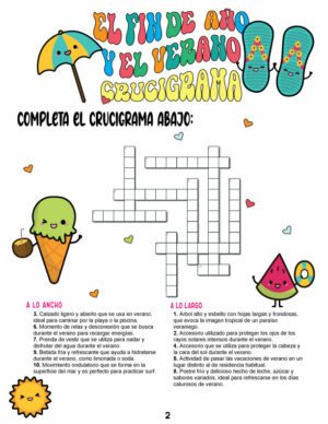 El Verano Crucigrama|Summer Crossword Puzzle Spanish El Verano búsqueda ...