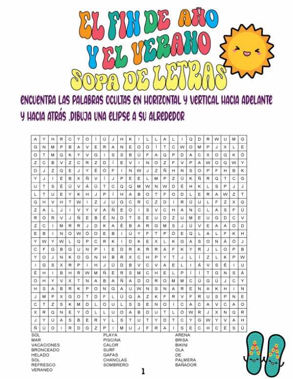 Summer Word search ( Spanish) El Verano Sopa de letras y Juego de ...