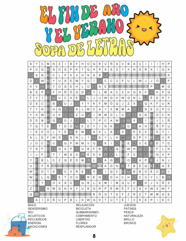 Summer Word search ( Spanish) El Verano Sopa de letras y Juego de ...
