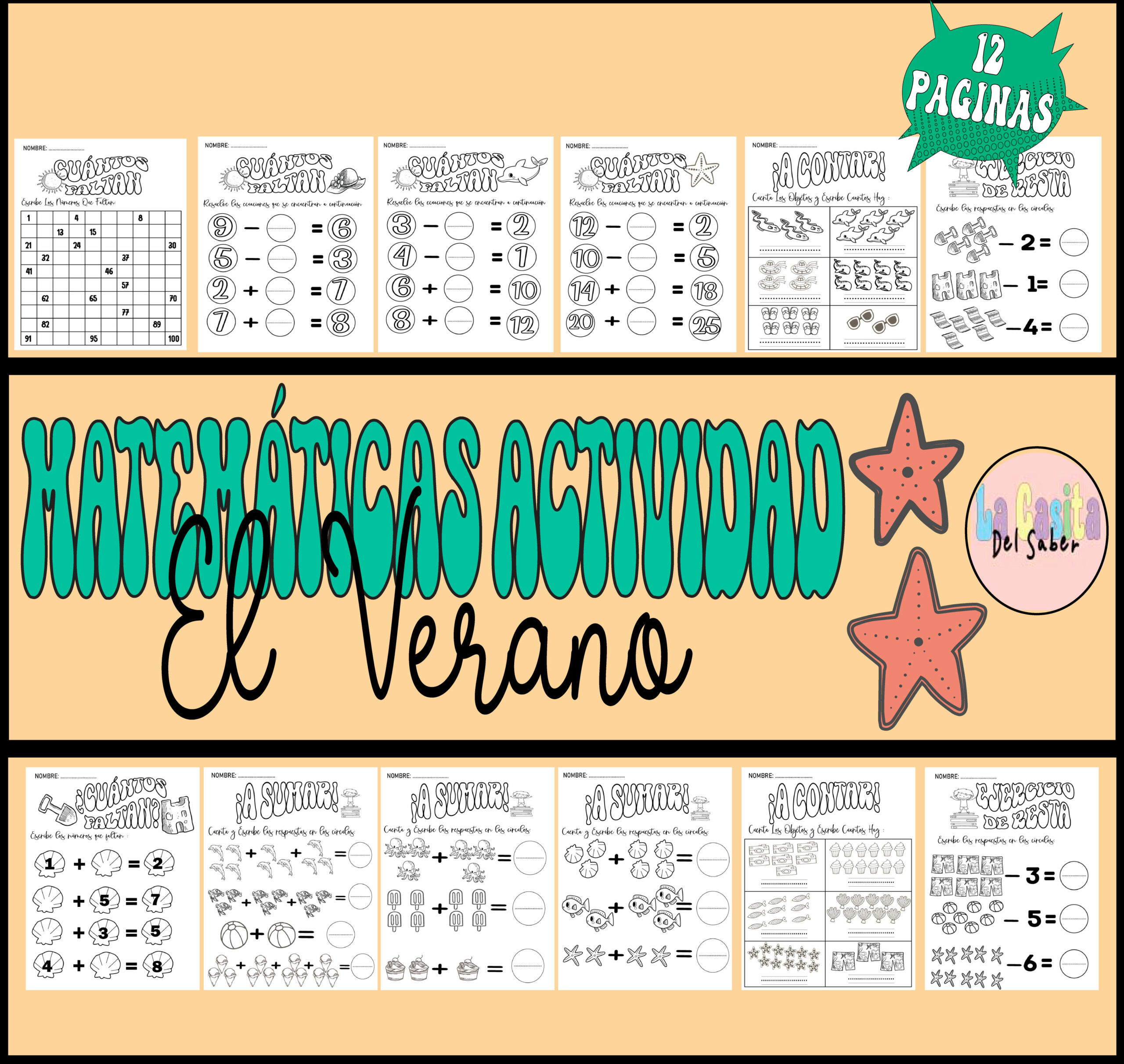 Spanish Math Summer Review | Repaso de Matemáticas temáticas de verano ...