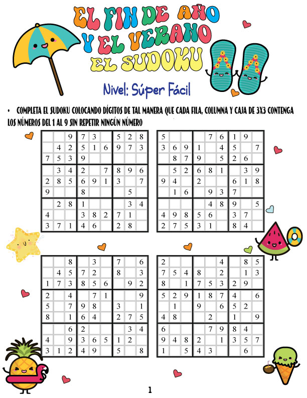 EL Verano sudoku ( Spanish) | Summer Sudoku Spanish Version | juego de ...