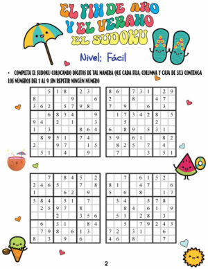 EL Verano sudoku ( Spanish) | Summer Sudoku Spanish Version | juego de ...