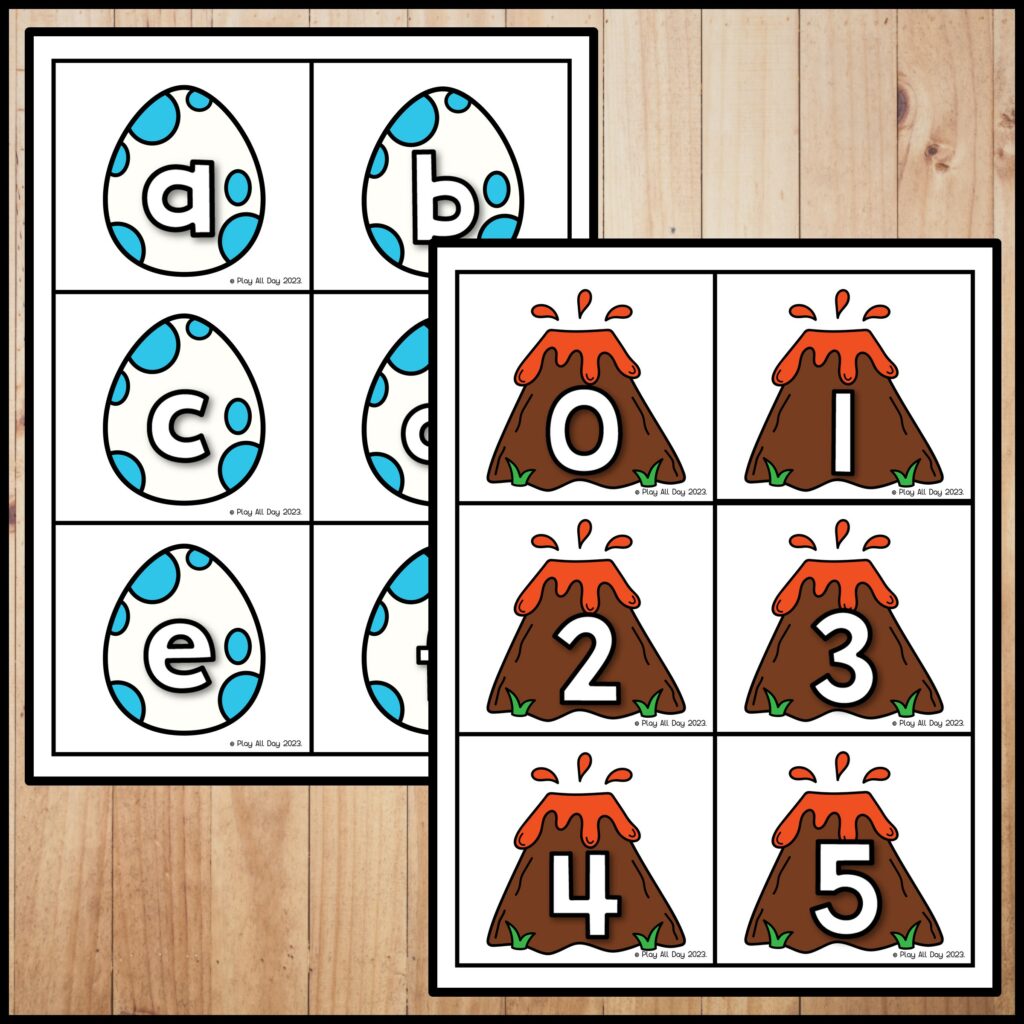 Dinosaur Pocket Chart Game Hide and Seek | Letter and Number ...