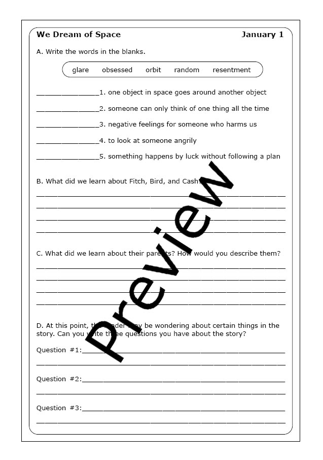 Erin Entrada Kelly "We Dream of Space" worksheets | Made By Teachers