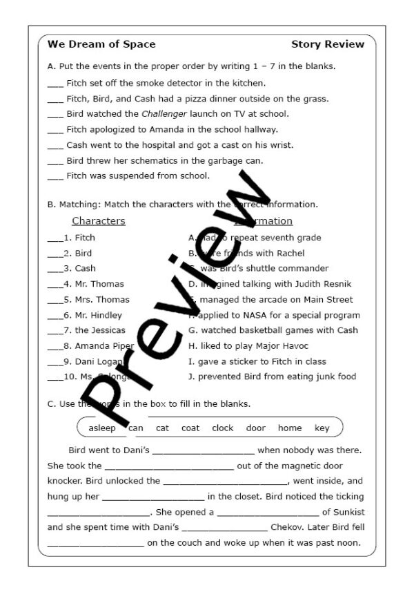 Erin Entrada Kelly "We Dream of Space" worksheets - Made By Teachers