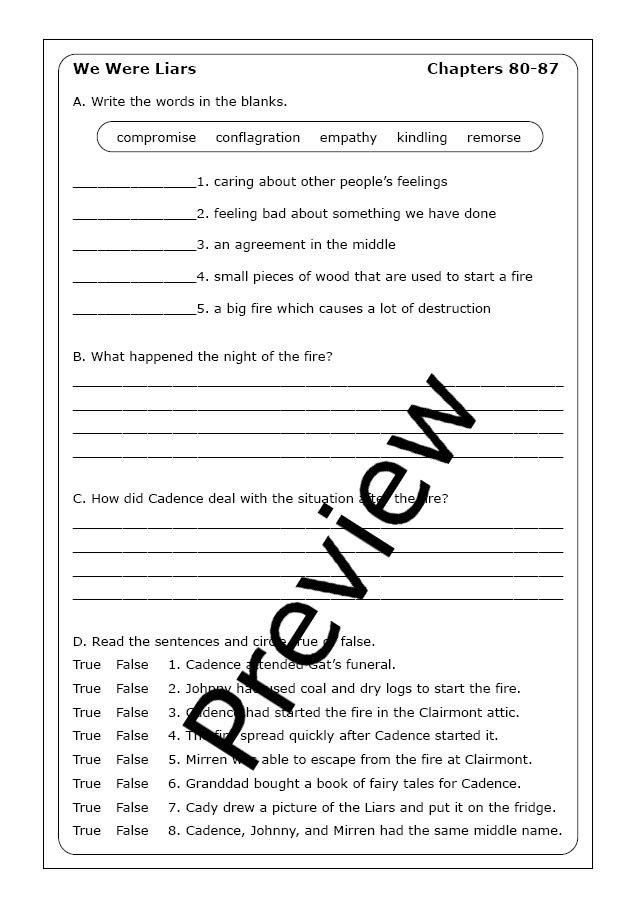 E. Lockhart "We Were Liars" worksheets | Made By Teachers
