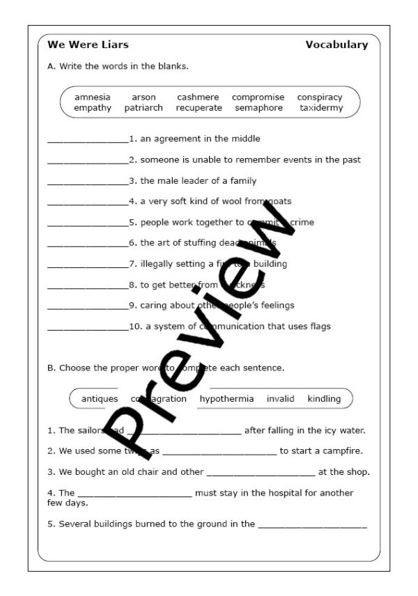 E. Lockhart "We Were Liars" worksheets | Made By Teachers