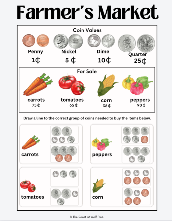 Coin Counting, Penny, Nickel, Dime, Quarter, Homeschool, Worksheets ...